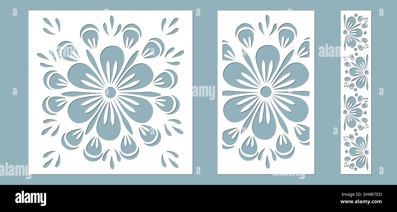 Set panel flowers leaves for registration of the decorative surfaces ...