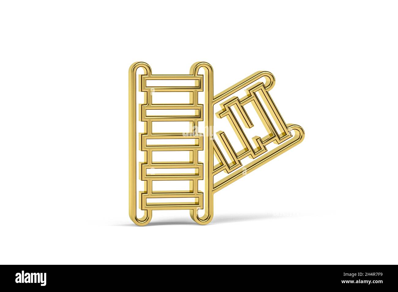 Golden 3d ladder icon isolated on white background - 3d render Stock ...