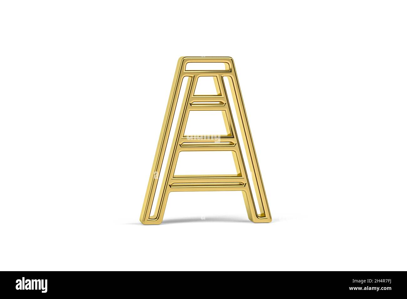 Golden 3d ladder icon isolated on white background - 3d render Stock ...