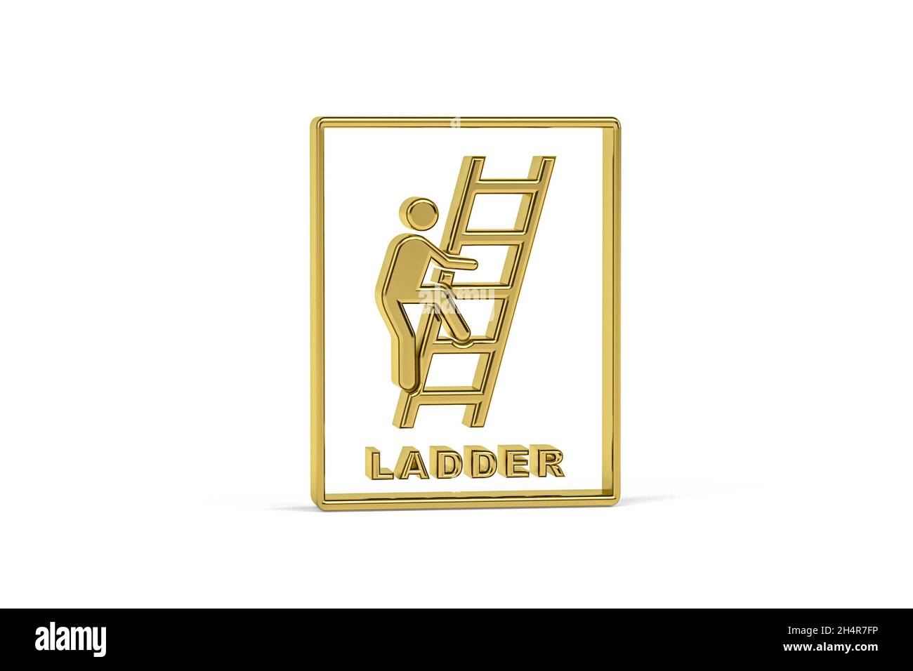 Golden 3d ladder icon isolated on white background - 3d render Stock ...
