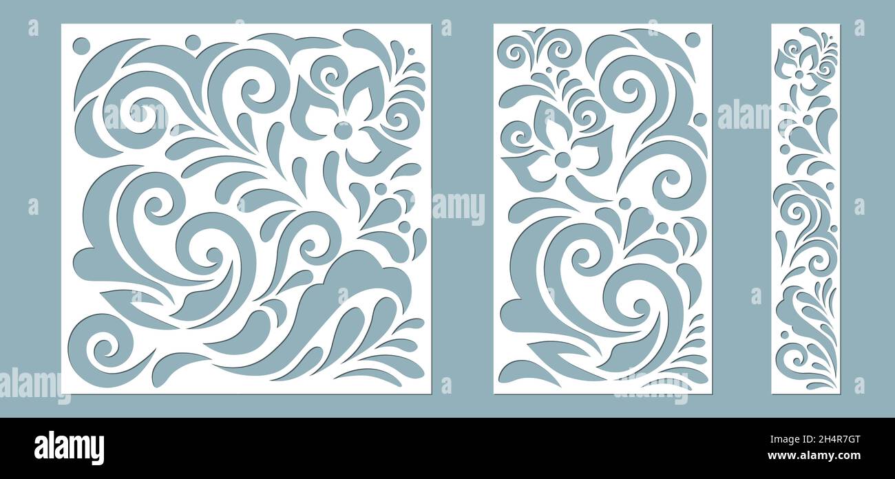 Set panel abstract leaves for registration of the decorative surfaces ...