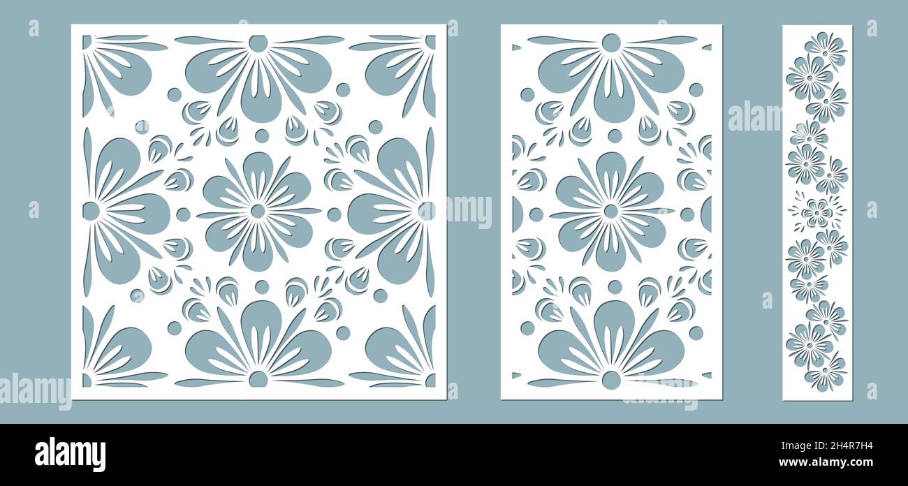 Set panel flowers leaves for registration of the decorative surfaces ...