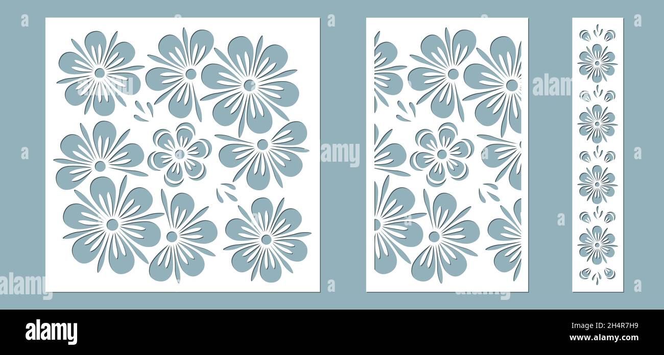 Set panel flowers leaves for registration of the decorative surfaces ...