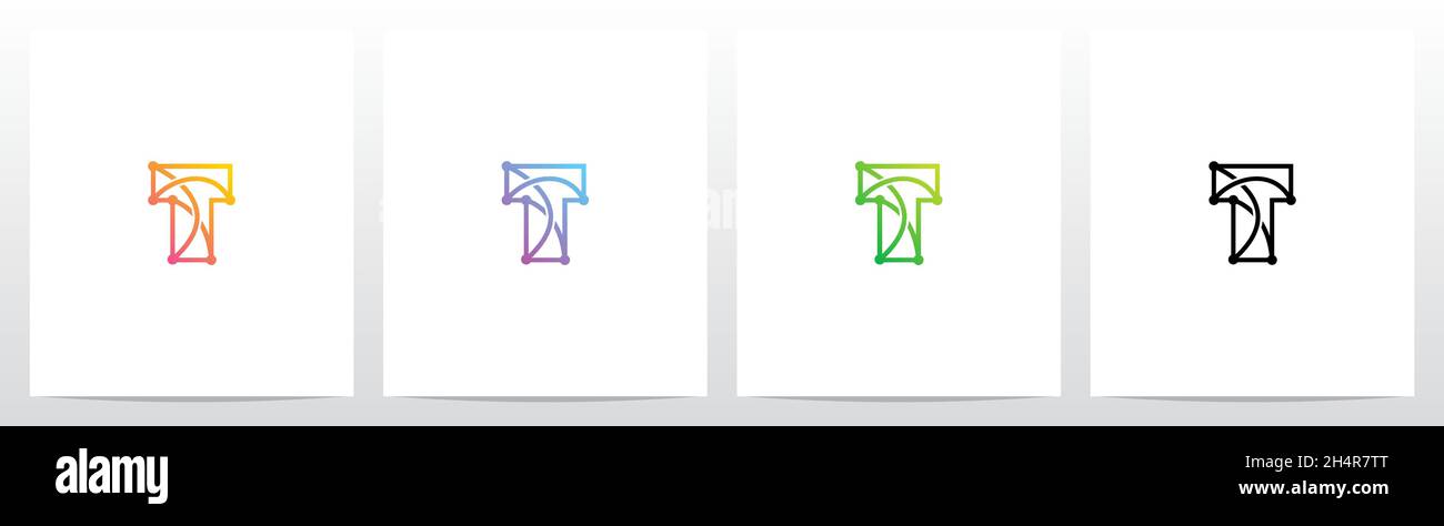 Linked Dot Lines On Letter Logo Design T Stock Vector Image & Art - Alamy