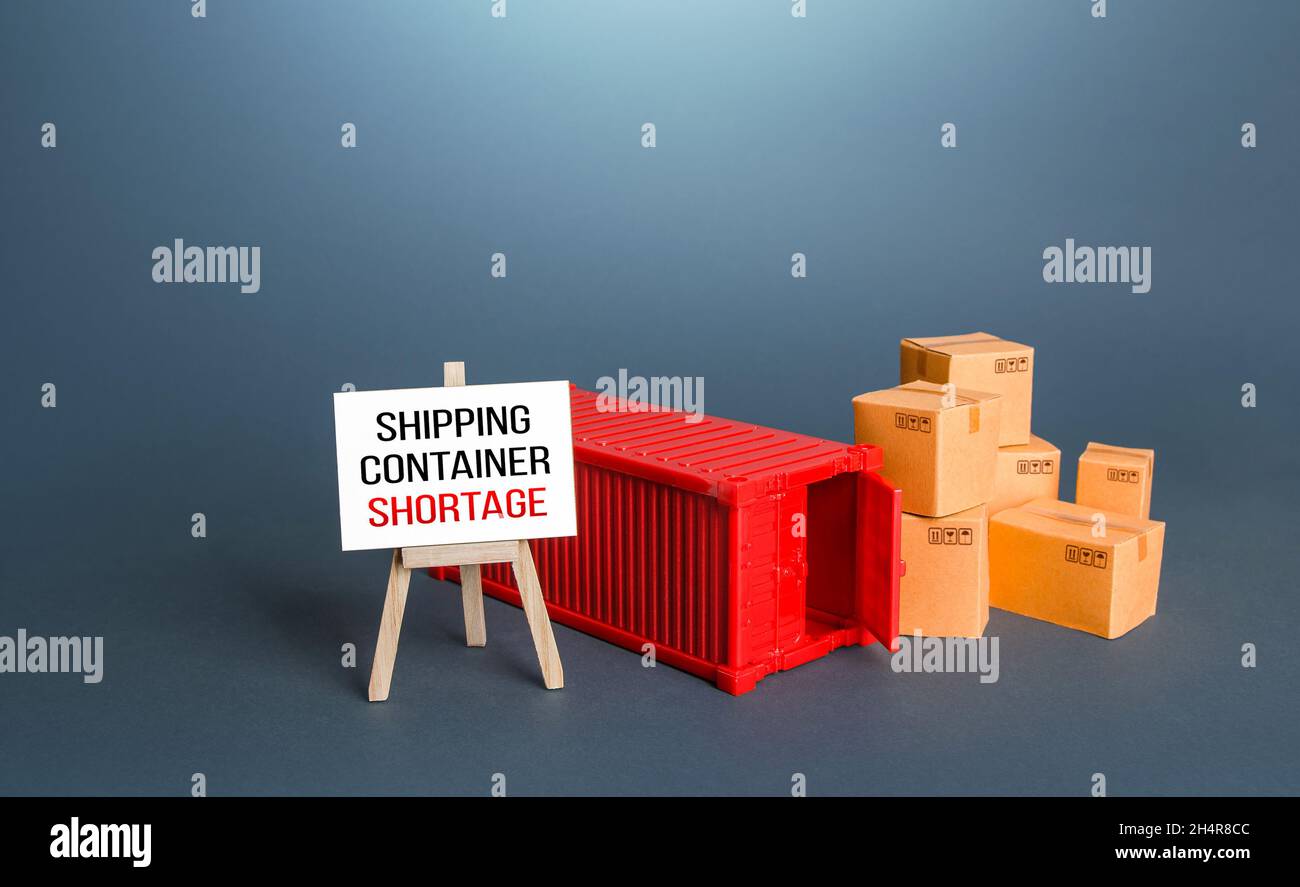 Shipping container shortage. Lack of global transport system capacity ...
