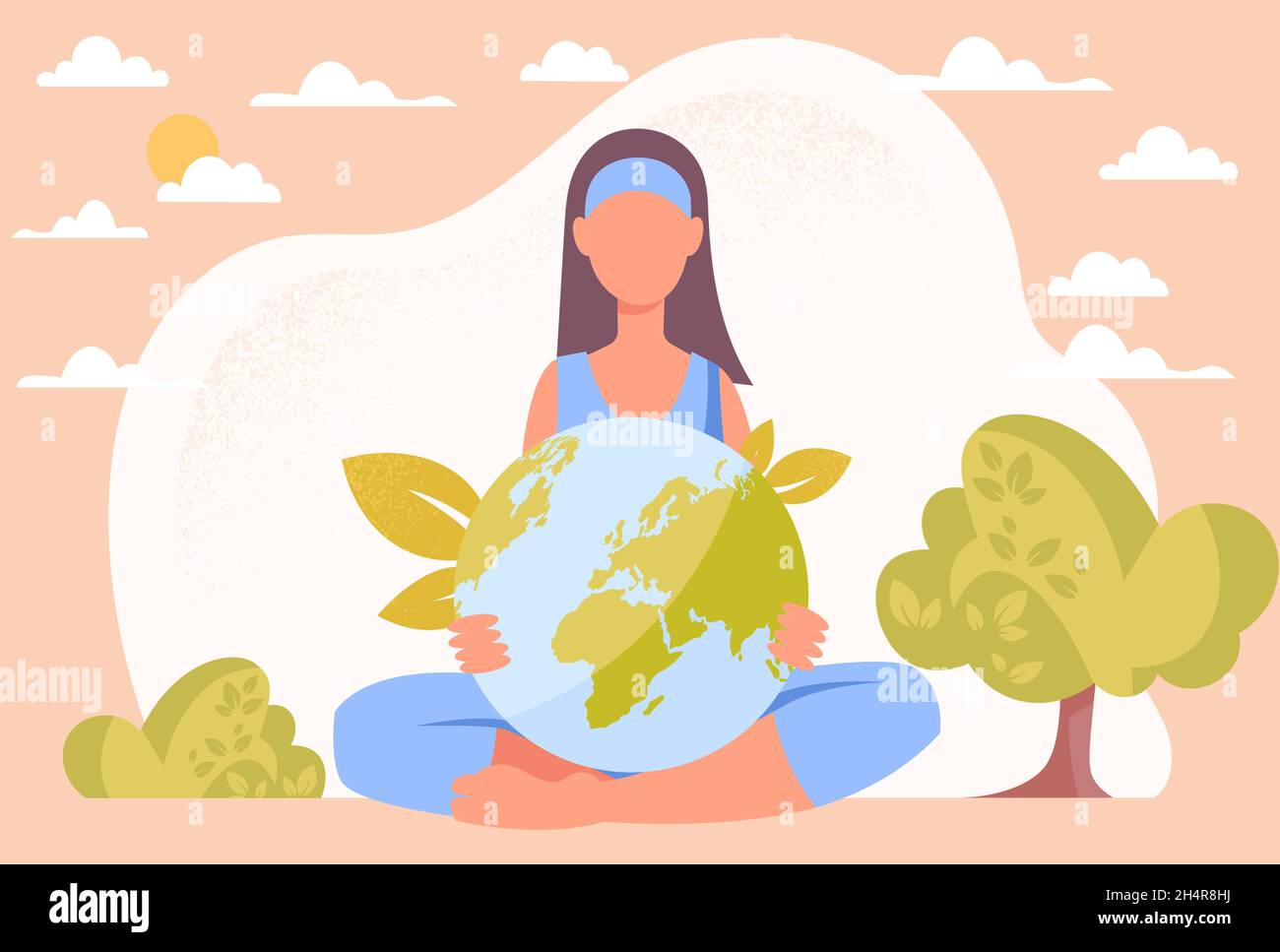 Woman hugging Earth Stock Vector Image & Art - Alamy