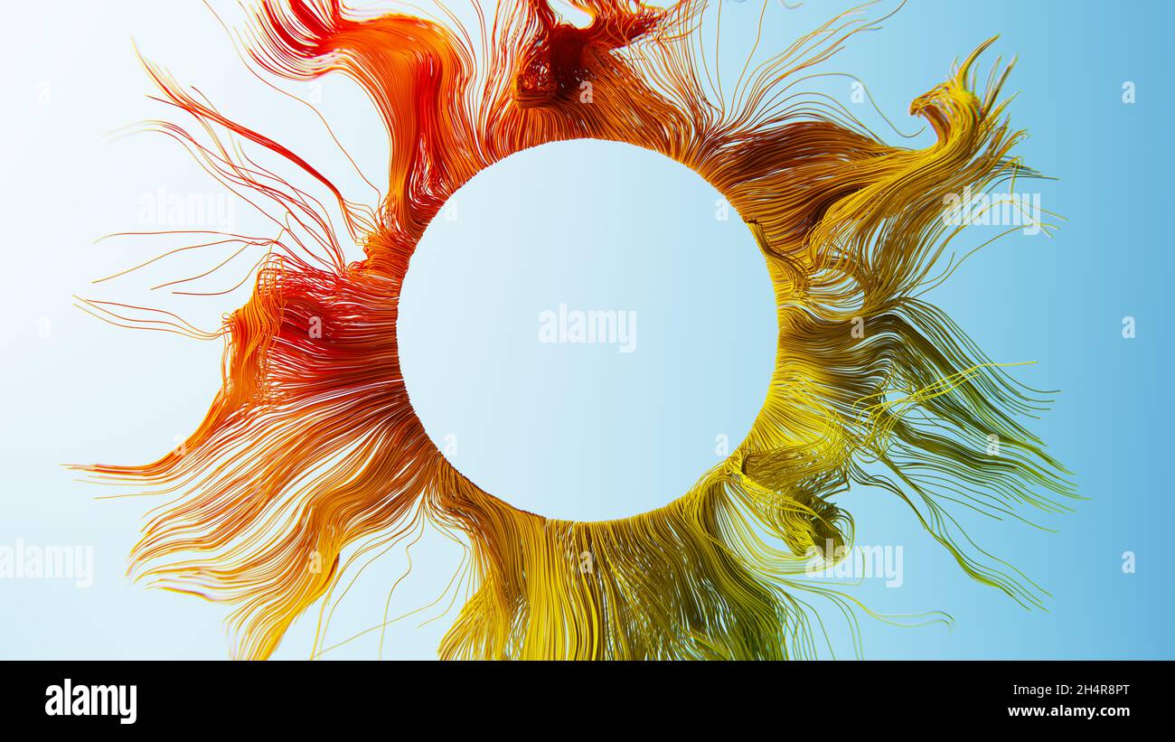 Countless colorful threads floating in a zero gravity. 3D illustration ...