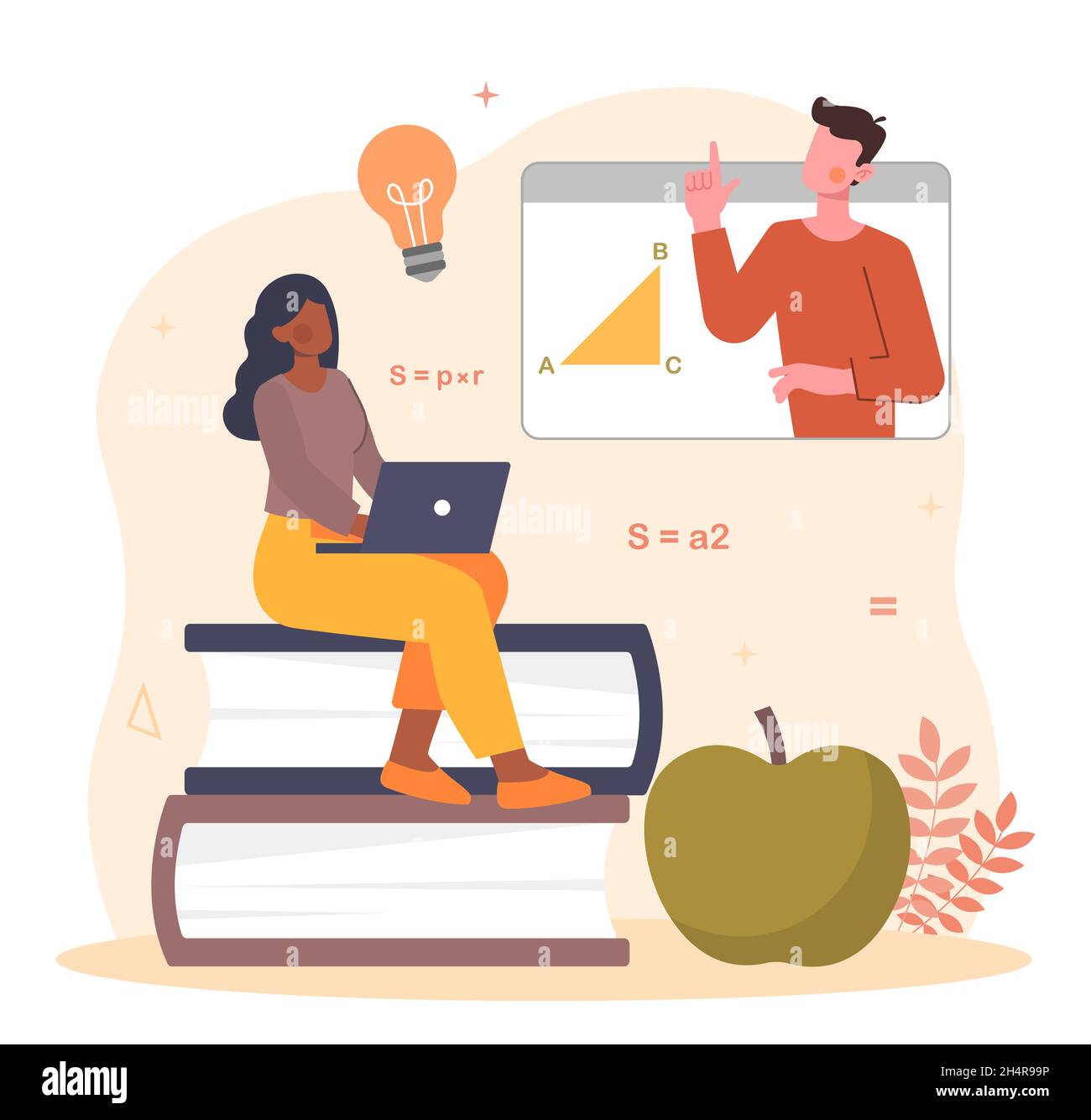 Girl studying video online lesson Cut Out Stock Images & Pictures - Alamy