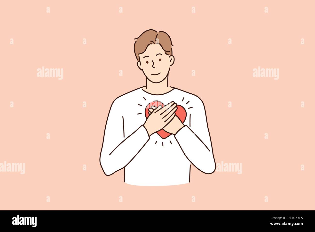 Love tenderness and care concept. Young smiling man cartoon character ...