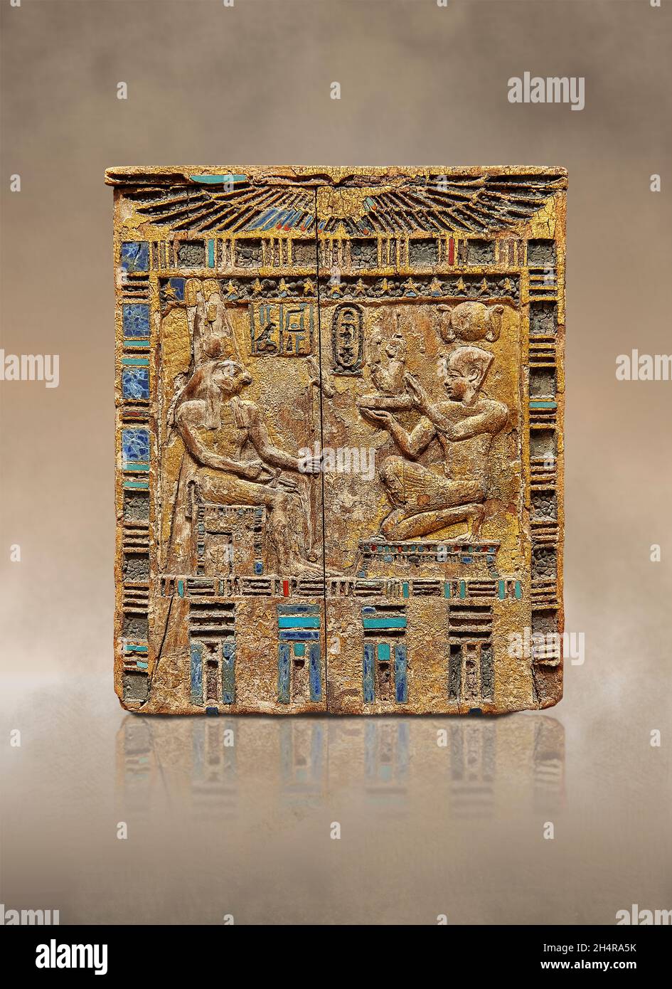 Ancient Egyptian Chapel back in golden wood and inlaid, 570-526 BC ...