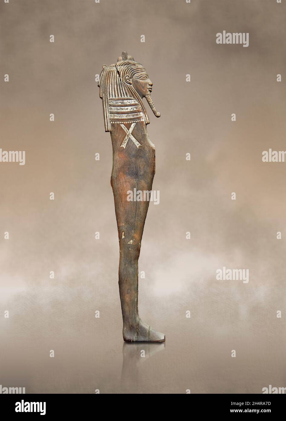 Egyptian Wood carvings of god Amset from a sarcophagus the "son of ...