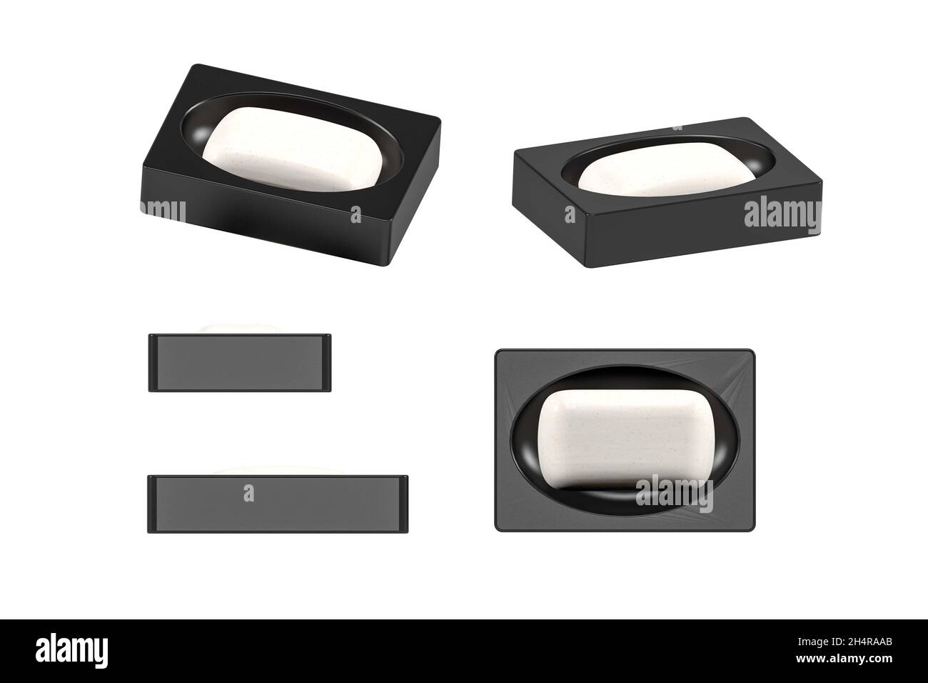 Graphite soap dish with white soap - isolated on white background - 3d ...