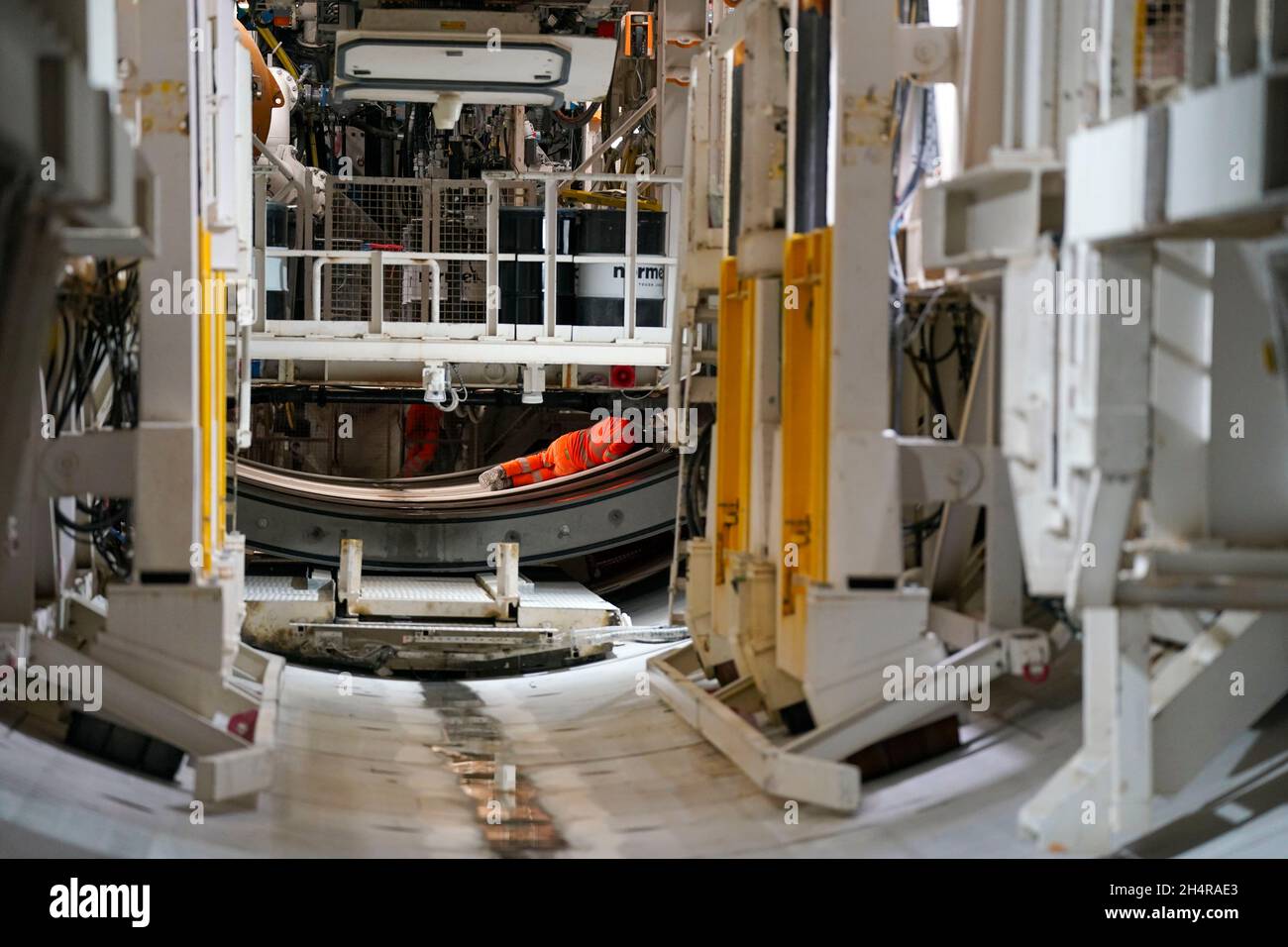 A mechanic works on one of the two tunnelling machines at the south ...