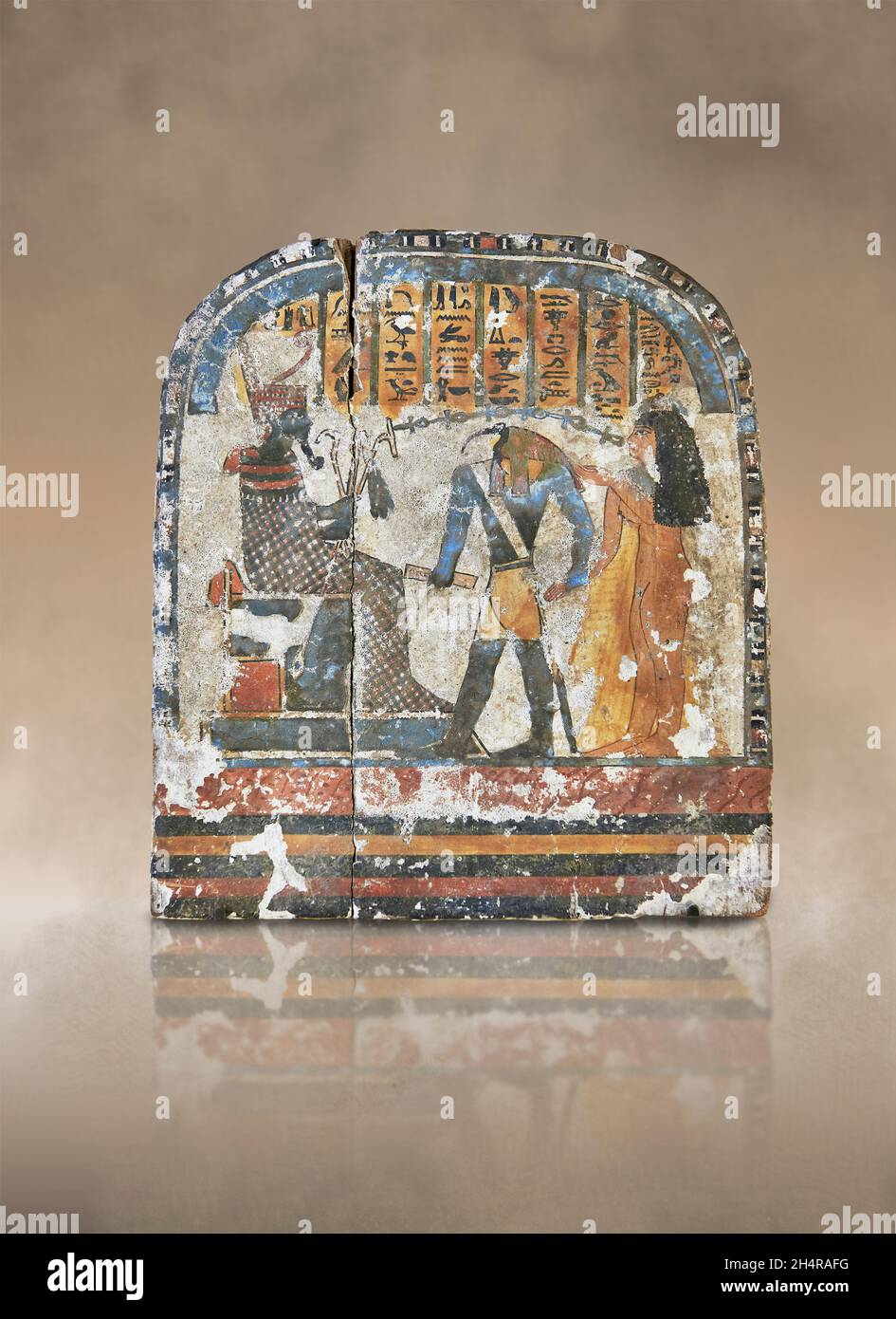 Ancient Egyptian stele the lady Nestarout led by the god Thoth before ...
