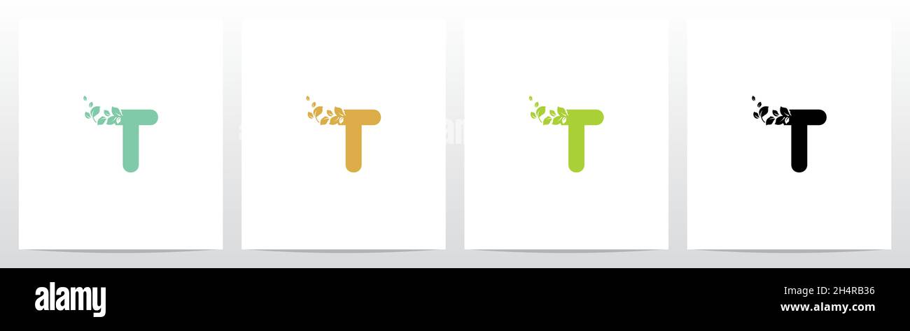 Letter Eroded Into Leaf Letter Logo Design T Stock Vector Image & Art ...