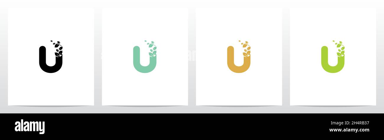 Letter Eroded Into Leaf Letter Logo Design U Stock Vector Image & Art ...