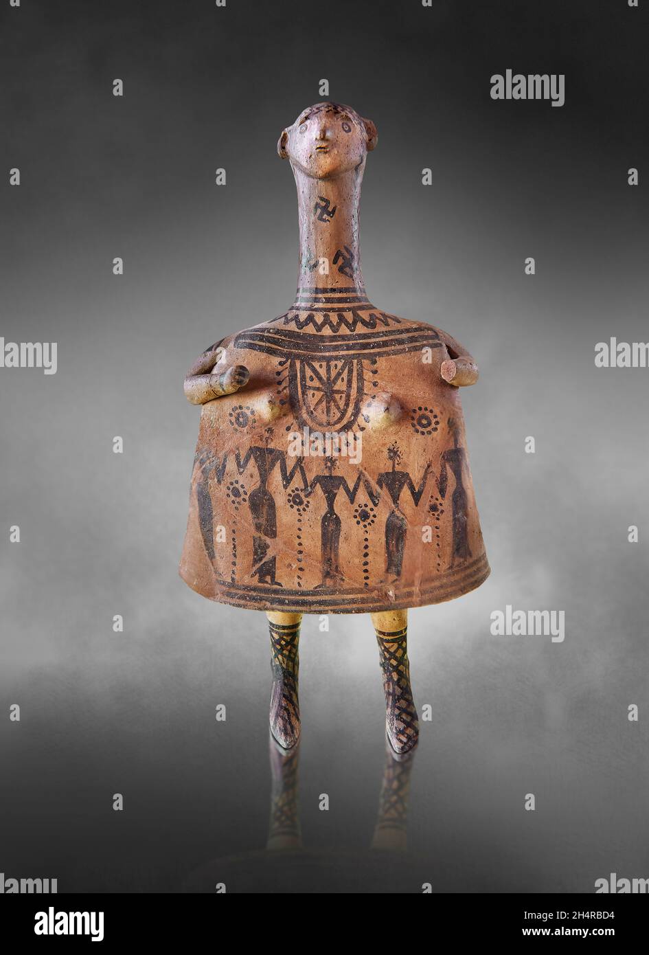 Geometric Greek terracotta figurine known as the bell idol made in ...
