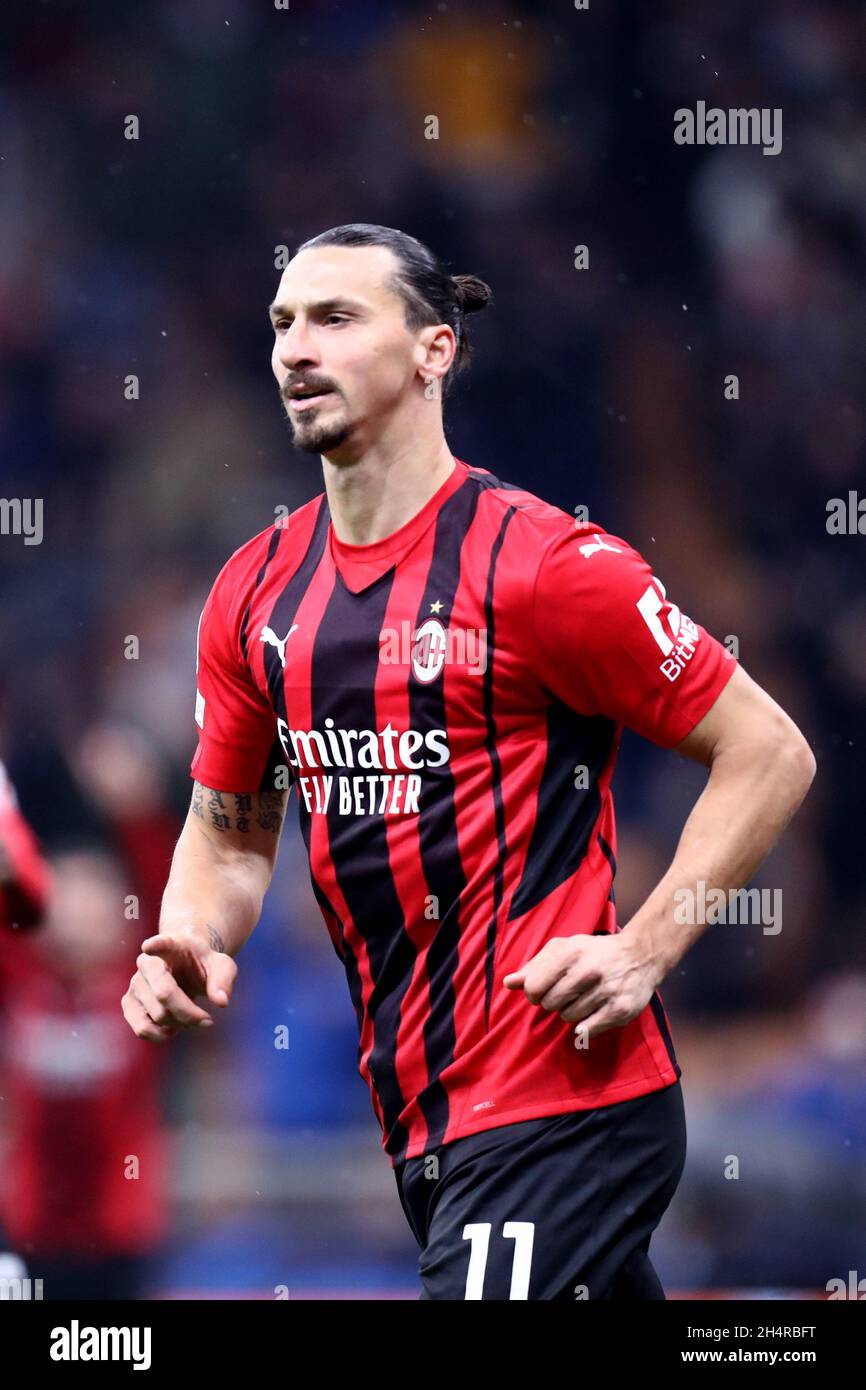 Zlatan Ibrahimovic of Ac Milan gestures during the Uefa Champions ...