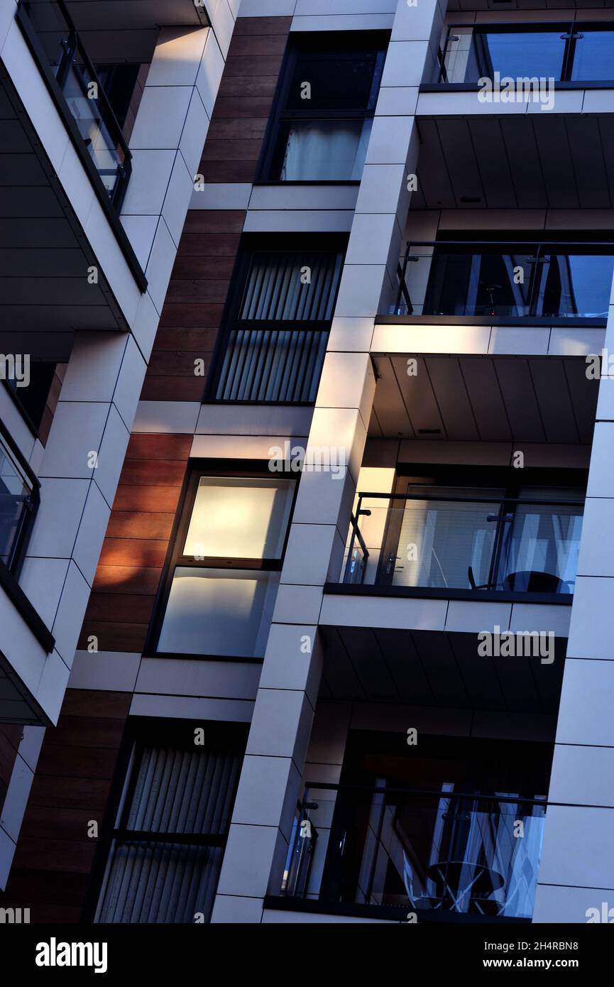 A sunlit window in a modern monochrome apartment block Stock Photo - Alamy