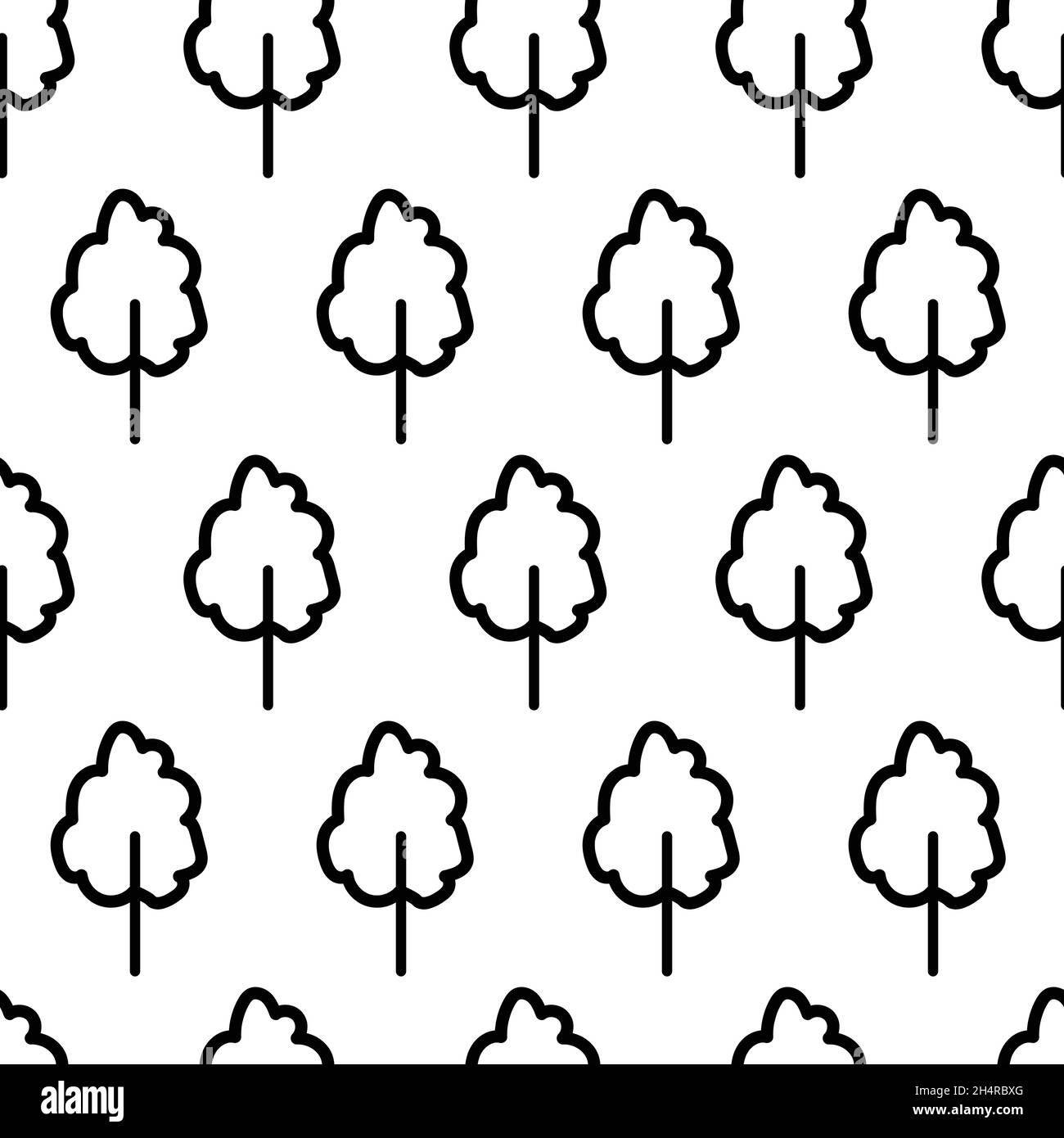 Black and white seamless pattern with tree icon. Vector trees symbol ...