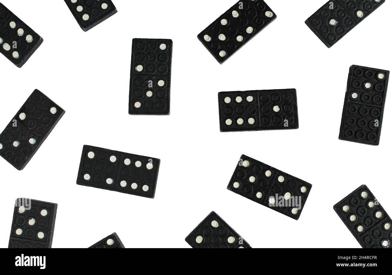Different domino blocks isolated on white background. Popular social ...