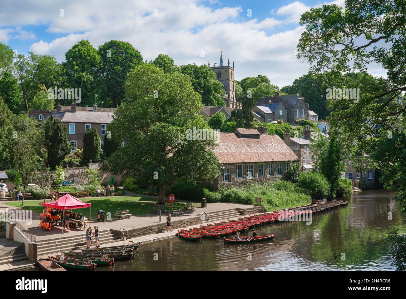 Yorkshire England UK, view in summer of the scenic Waterside area of ...