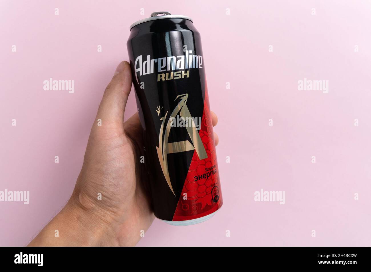 Tyumen, Russia-October 15, 2021: Adrenaline Rush Energy drink, metal ...