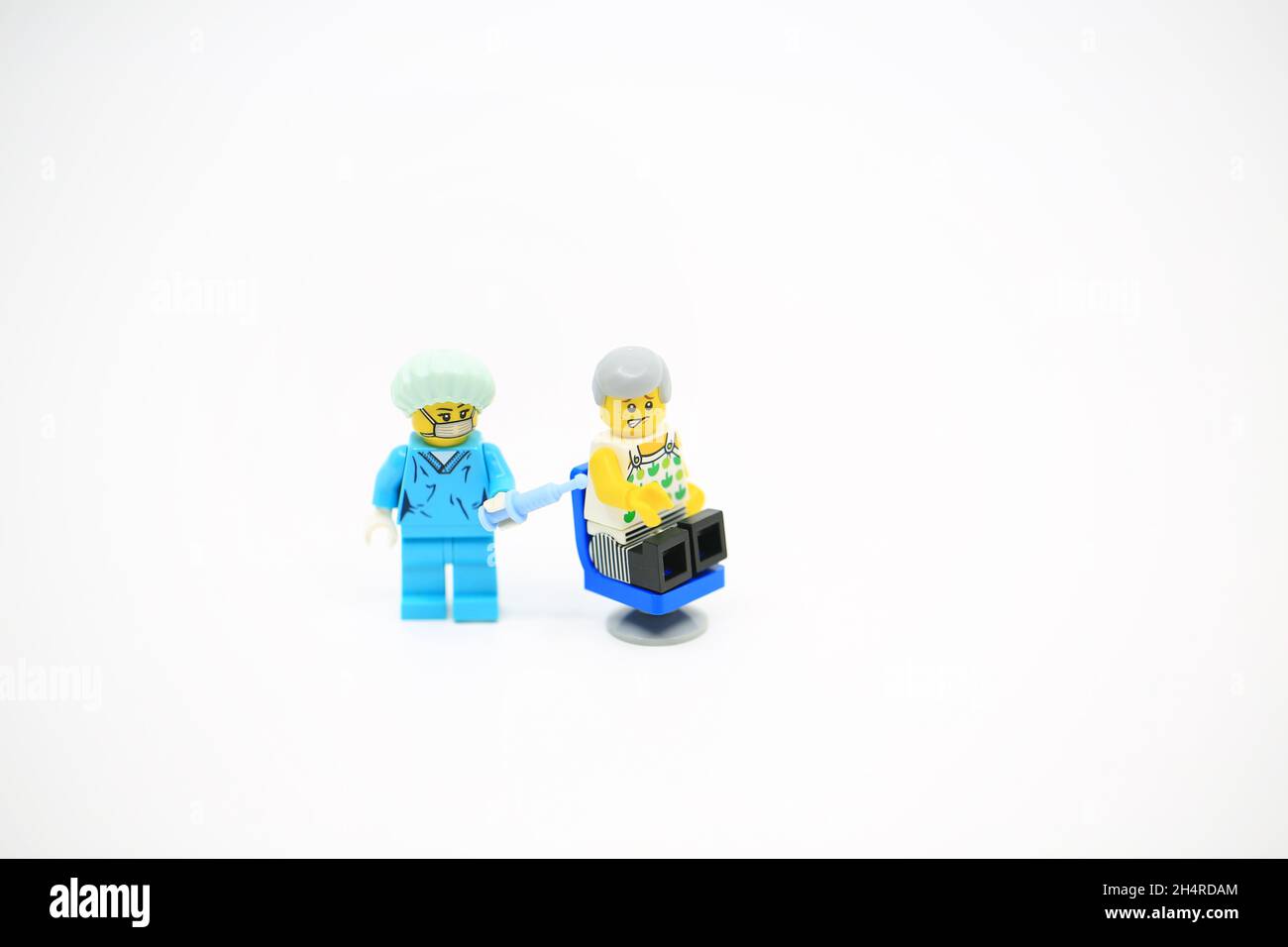 e nurse give vaccine to people. Lego minifigure are the successful line ...