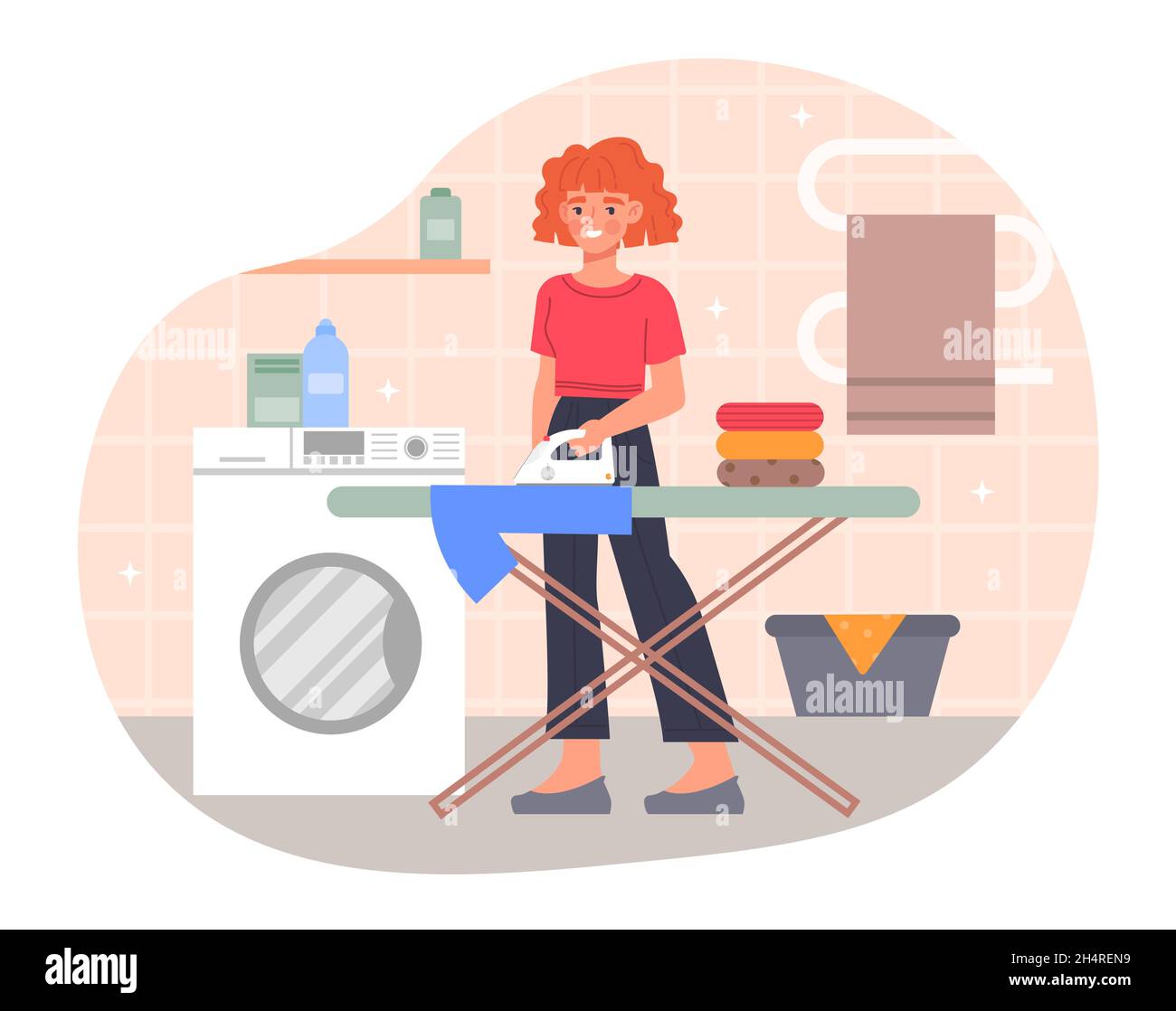 Cartoon woman ironing hi-res stock photography and images - Alamy
