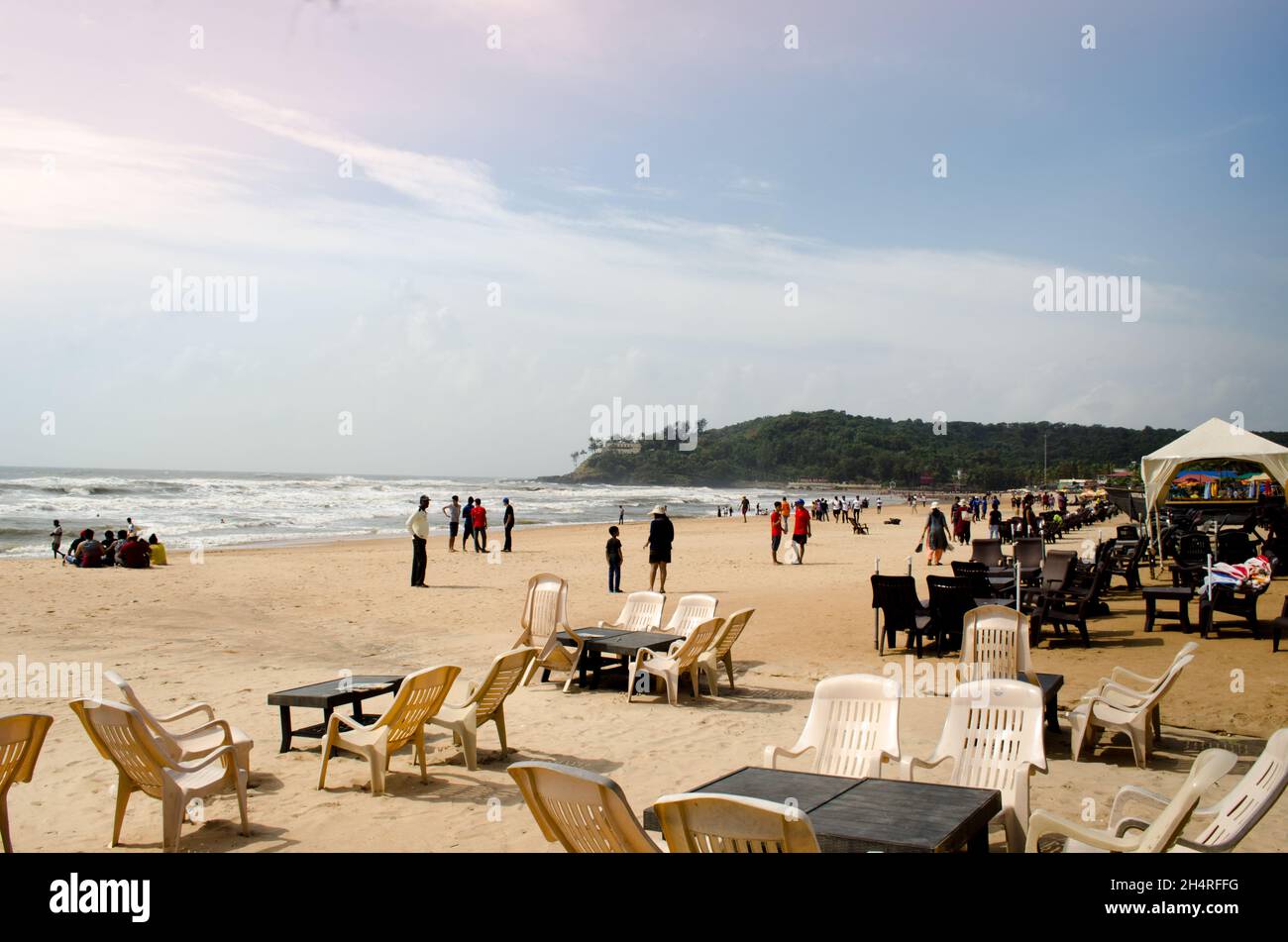 Baga Beach in Goa, strong windy waves Stock Photo - Alamy