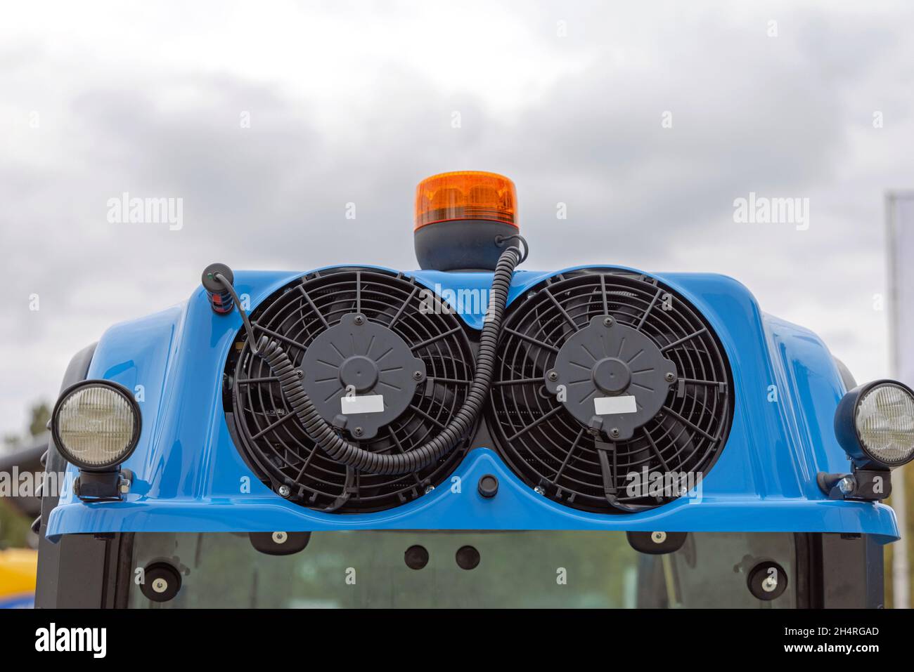 Air Conditioner Fans at Tractor Cab Roof Amber Light Stock Photo - Alamy
