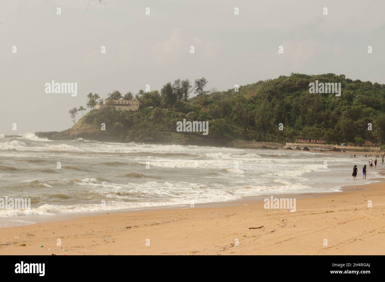 Baga Beach in Goa, strong windy waves Stock Photo - Alamy
