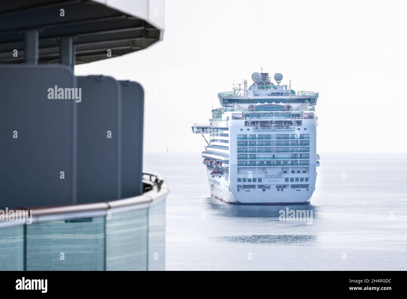 English Channel, UK - 3rd August 2021: P and O cruise ship Ventura, as ...