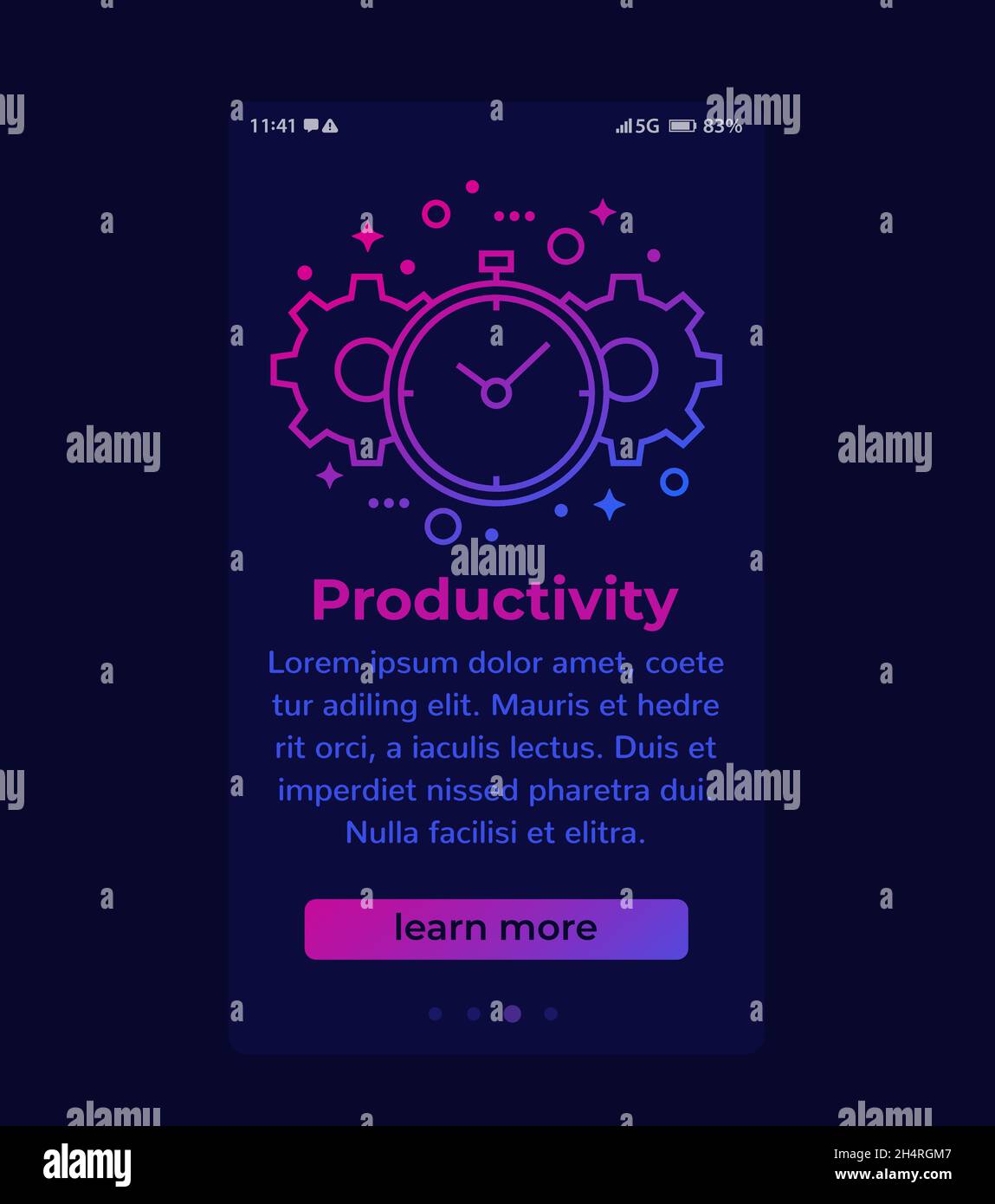 productivity mobile banner with line icon, vector Stock Vector Image ...