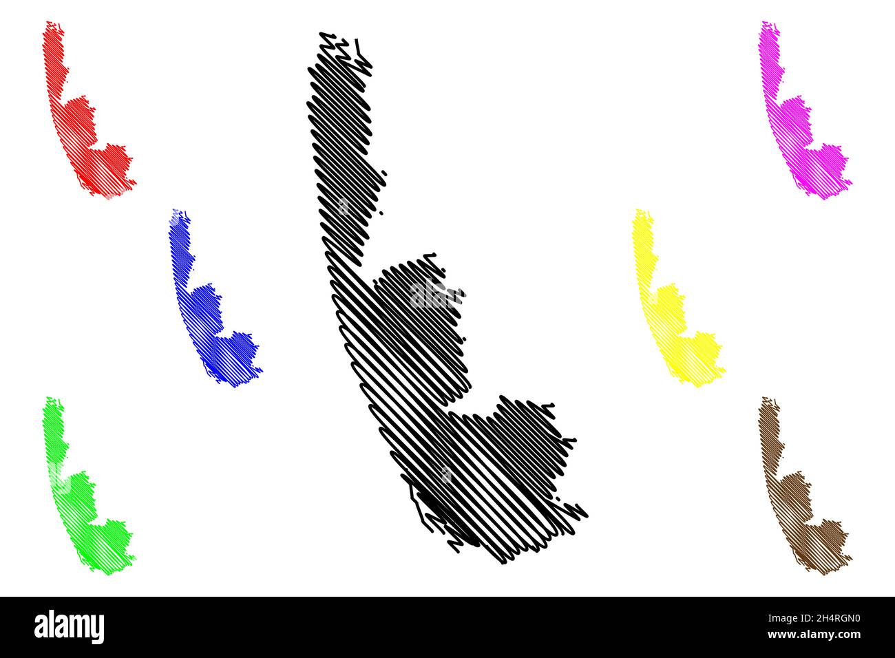 Alappuzha district (Kerala State, Republic of India) map vector ...