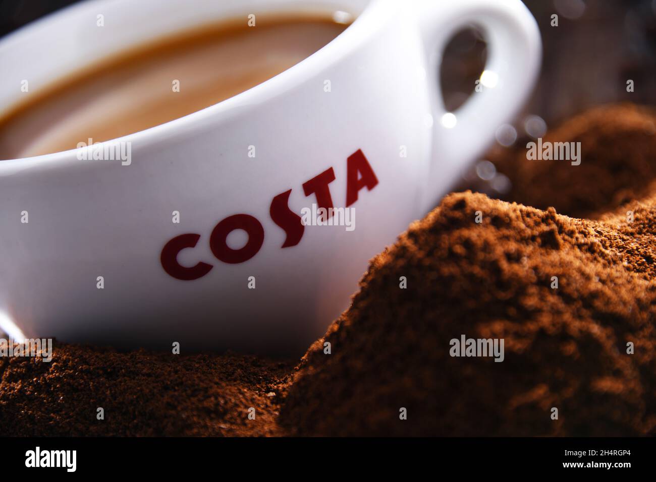 POZNAN, POL - AUG 19, 2021: Cup of Costa Coffee, a brand of British ...