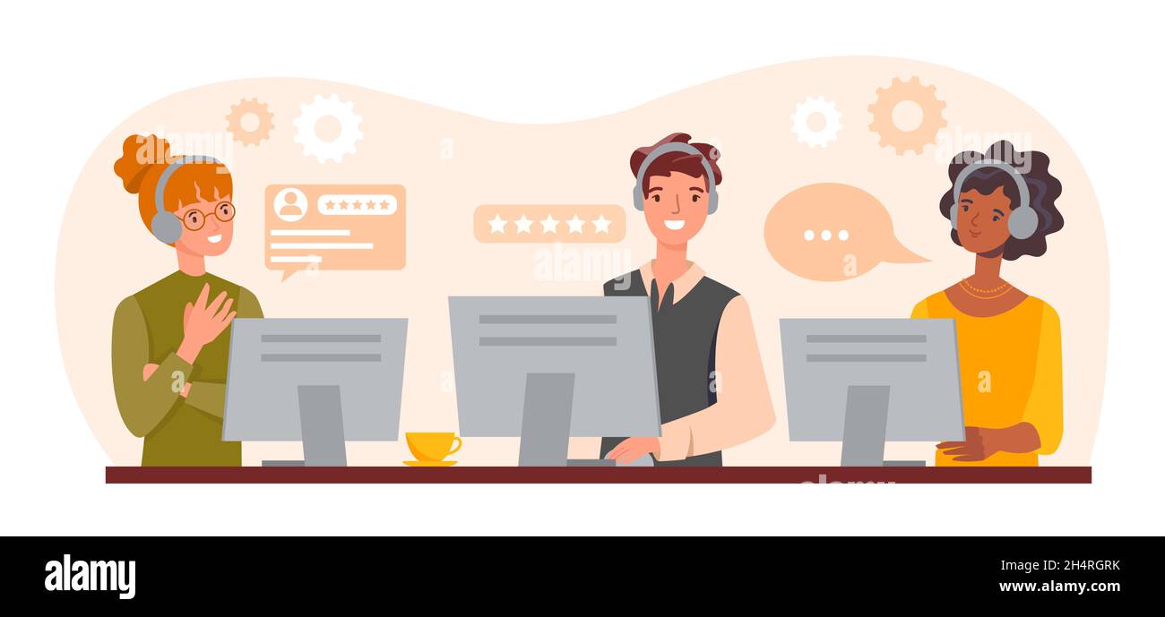 Smiling telemarketing customer service Stock Vector Images - Alamy