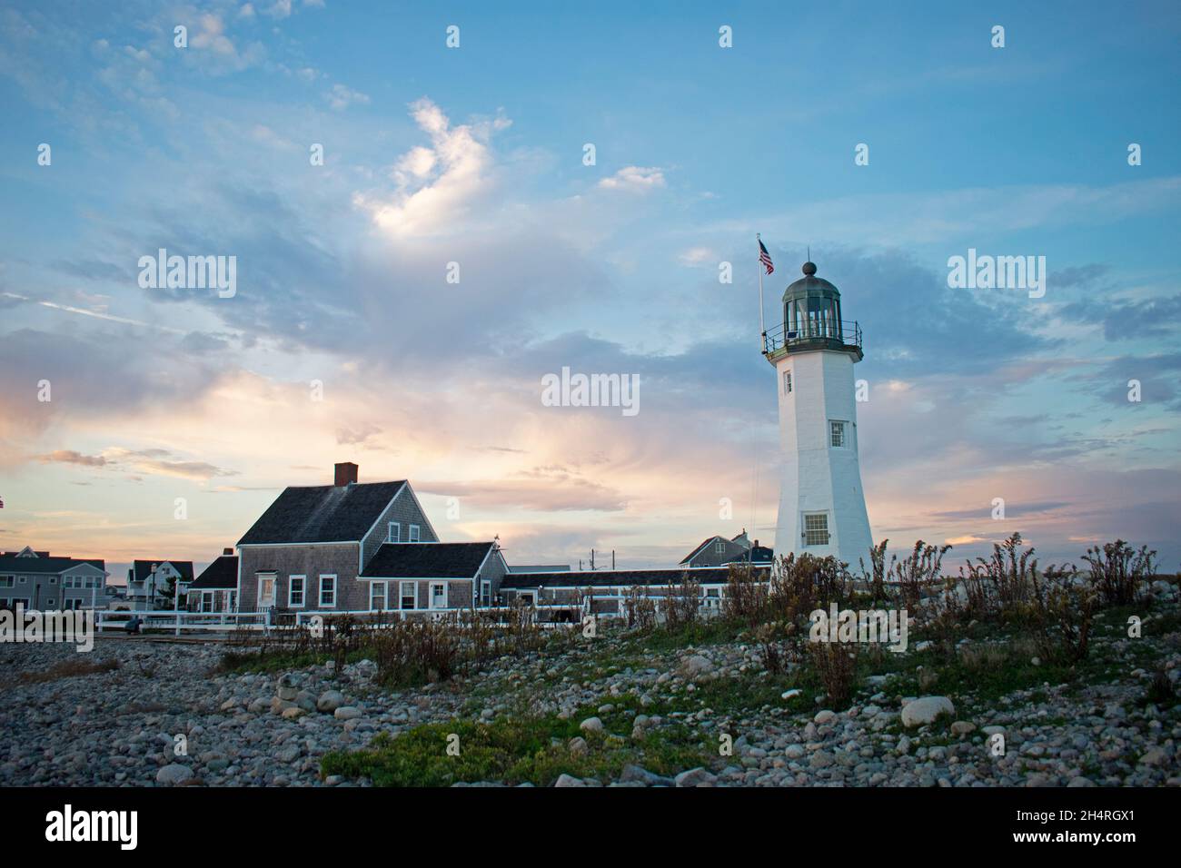 Scituate Lighthouse in a spectacular sunset setting at Scituate ...