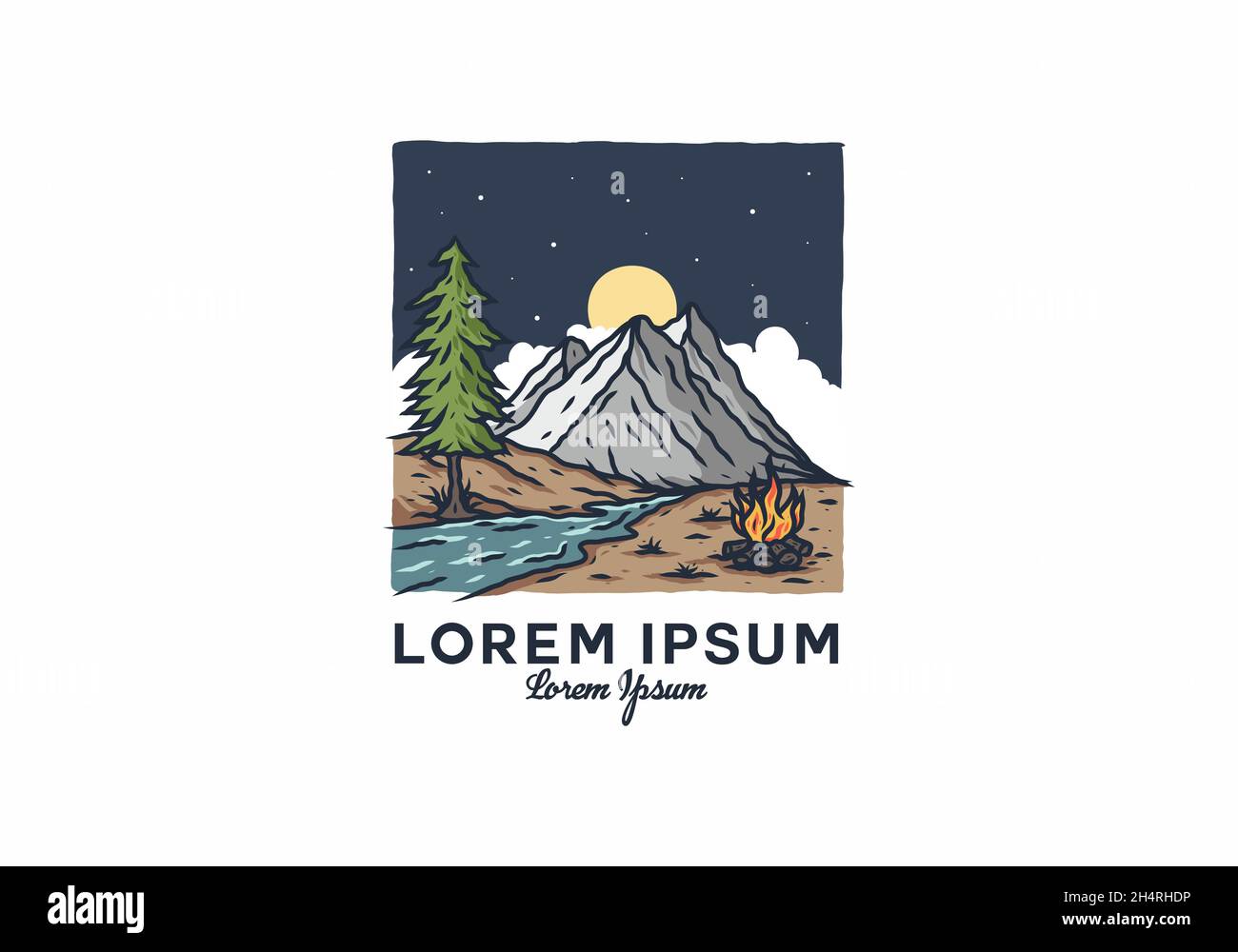 Simple mountain background drawing Cut Out Stock Images & Pictures - Alamy