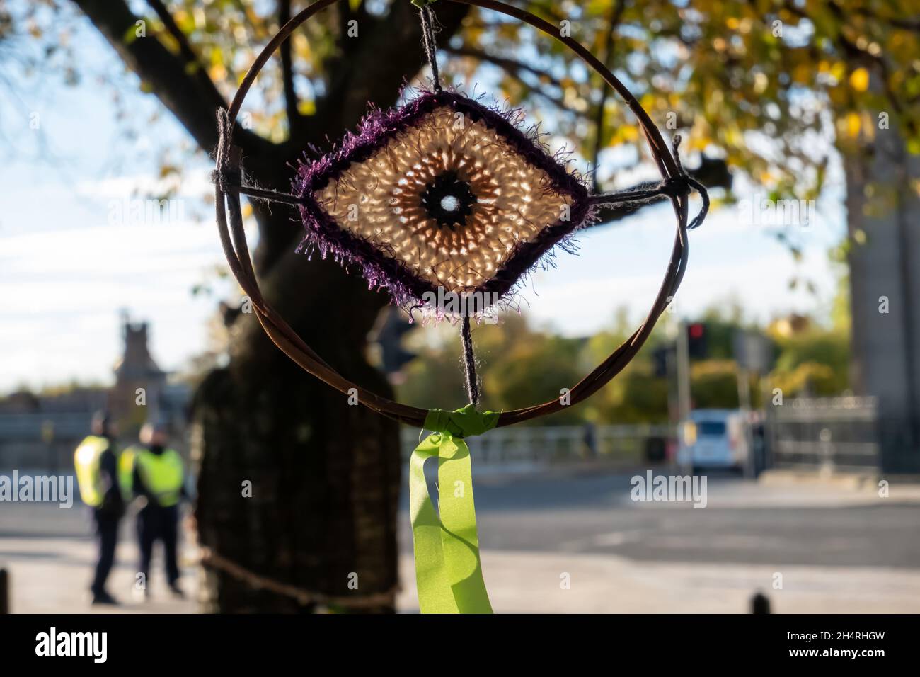 Glasgow, Scotland, UK. 4th November 2021: An art installation in Glasgow Green themed We Are ...