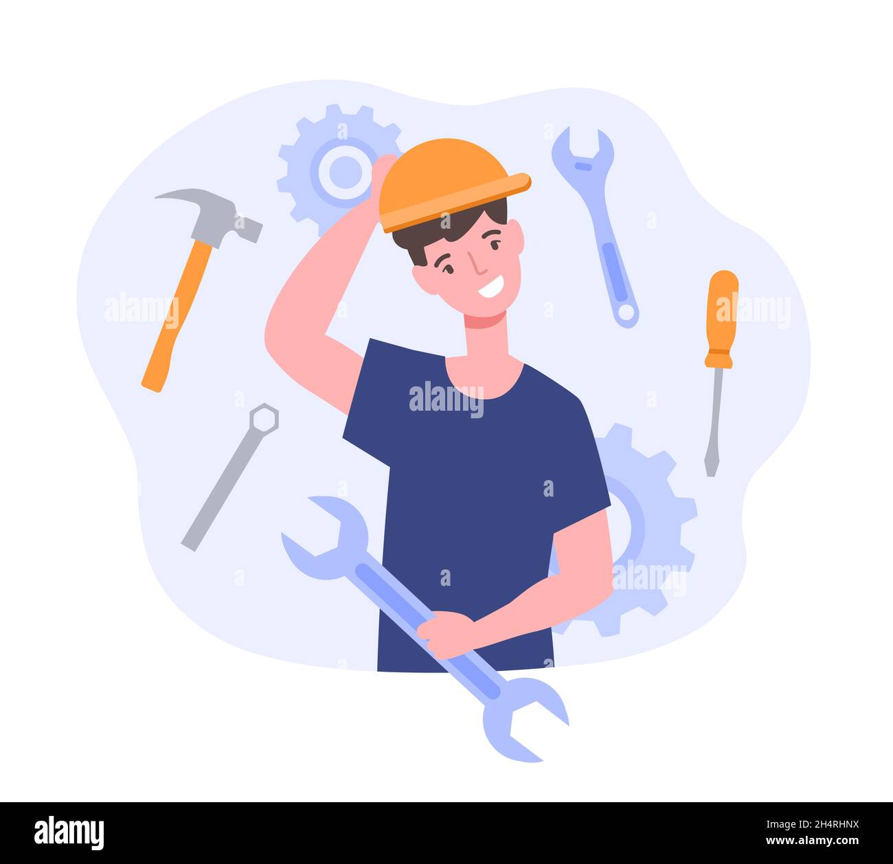 Man holding wrench Stock Vector Image & Art - Alamy