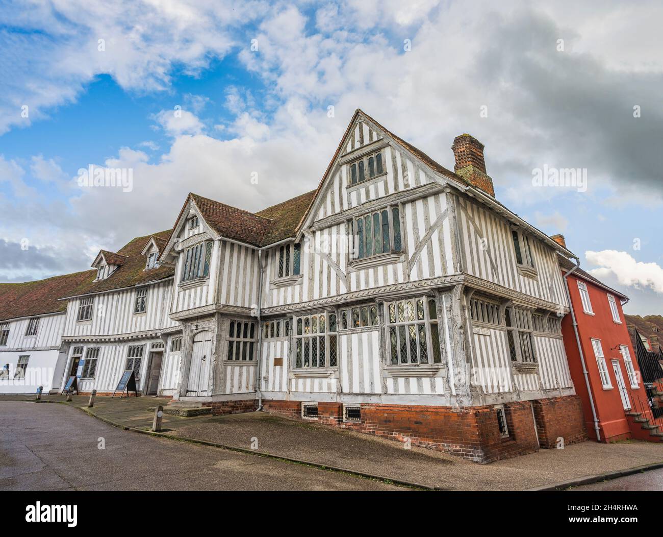 This medieval timber framed building is Levenham Guild Hall in the ...