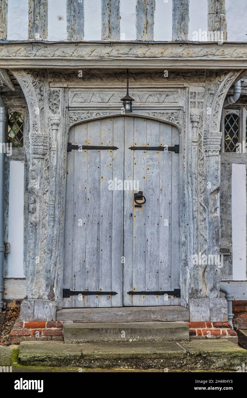 This medieval timber framed building is Levenham Guild Hall in the ...