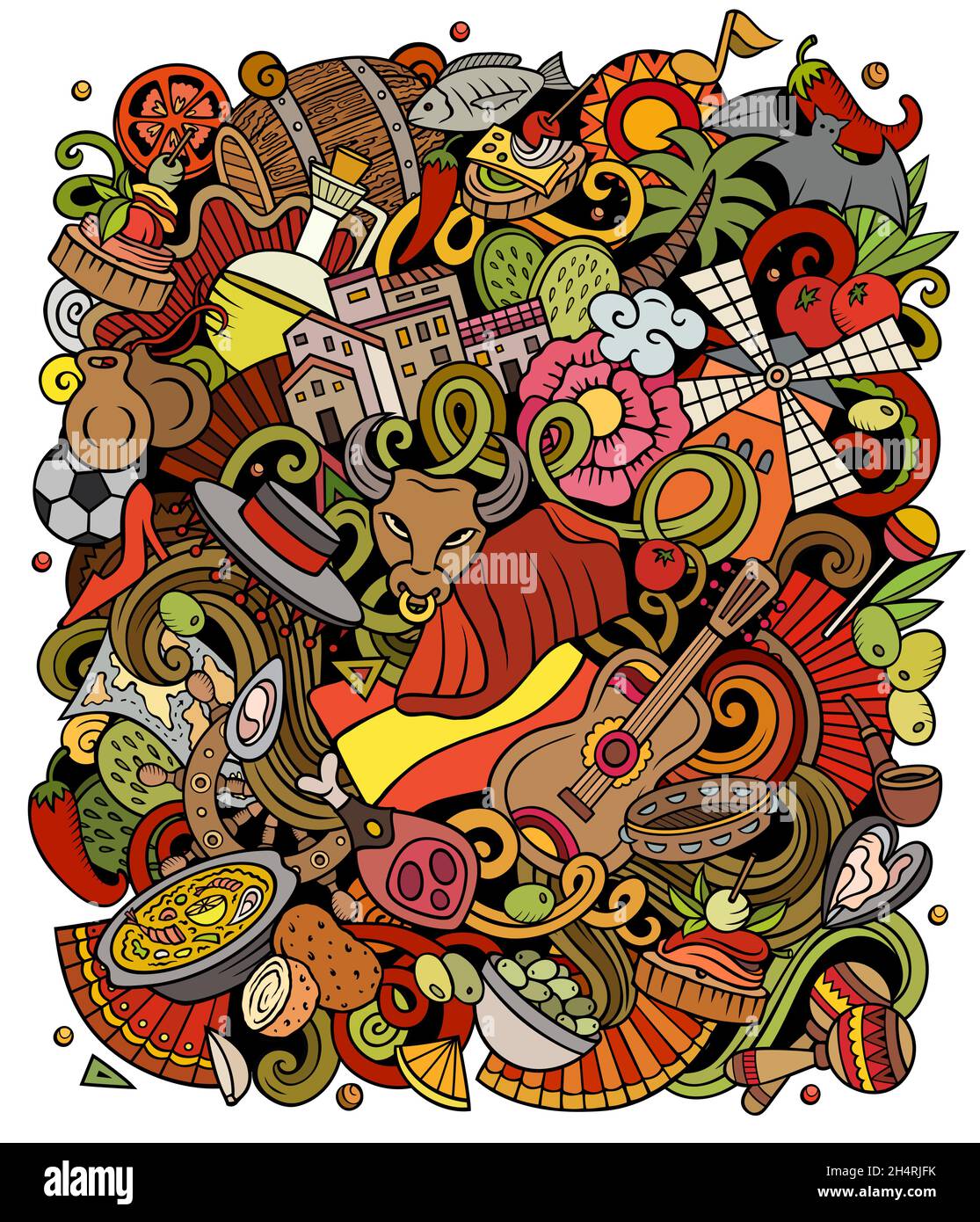Spain cartoon vector doodles illustration. Spanish poster design ...