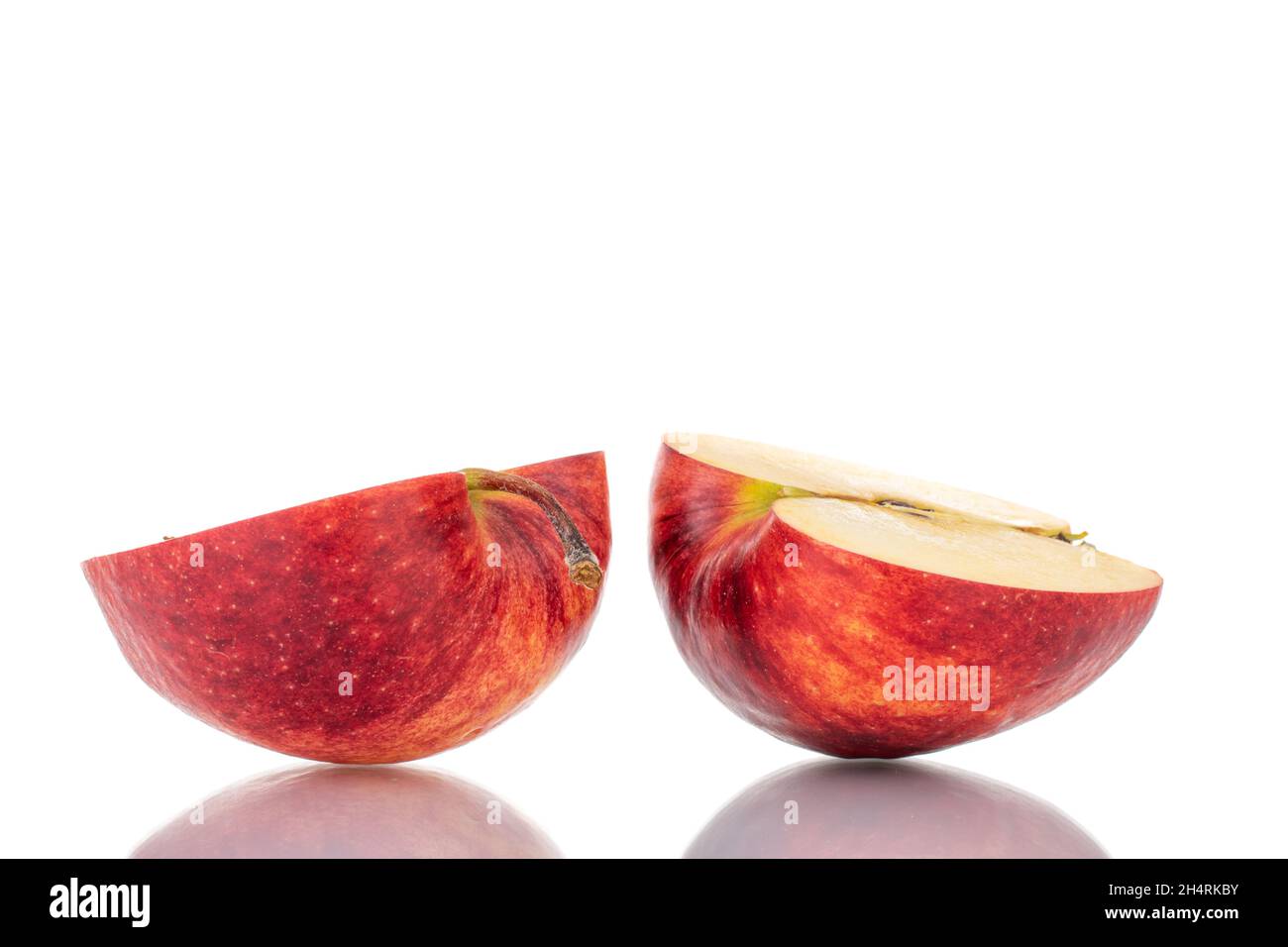 Two halves of a sweet juicy apple, close-up, isolated on white Stock ...