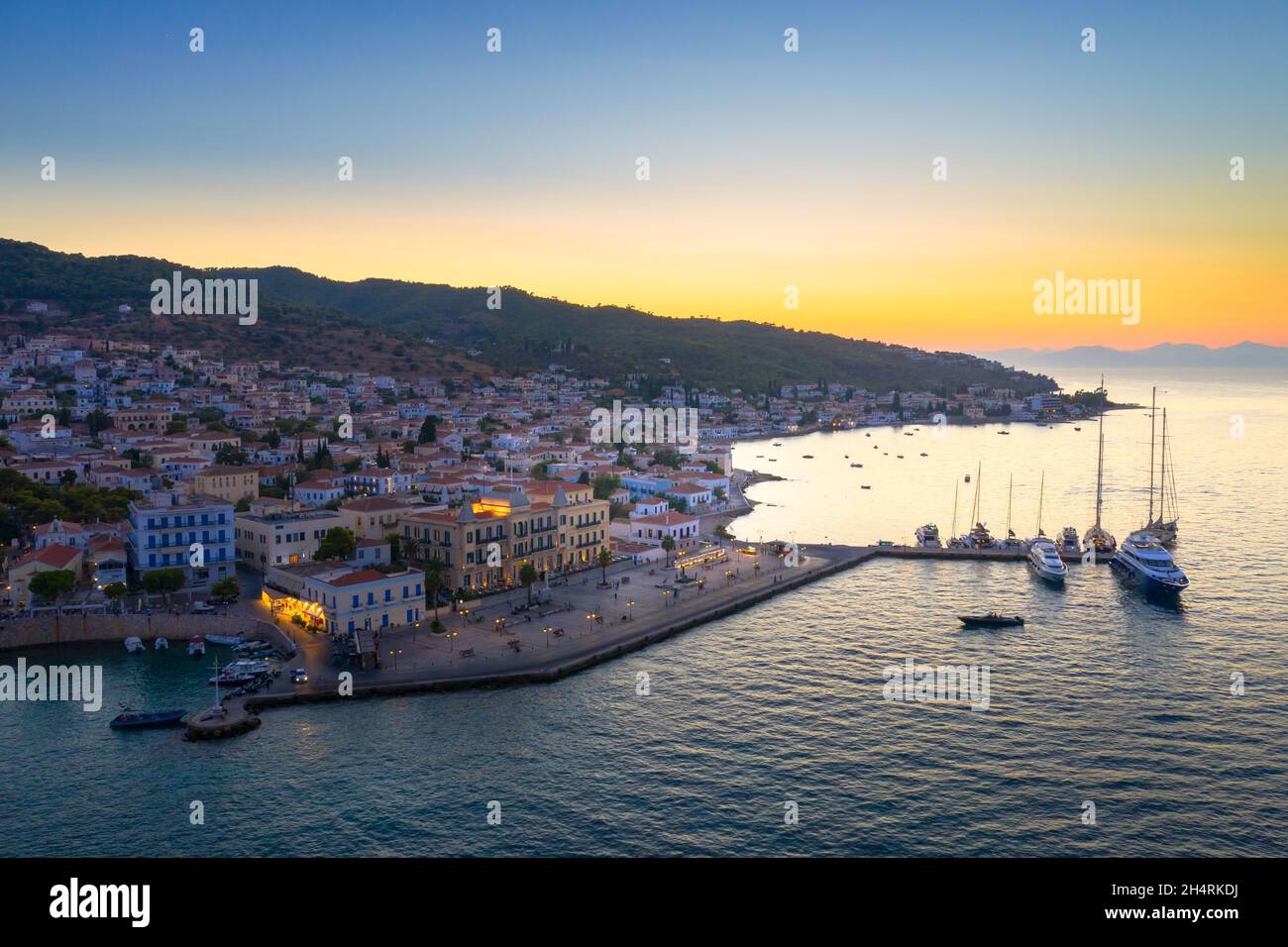 View of the amazing island of Spetses, Greece Stock Photo - Alamy