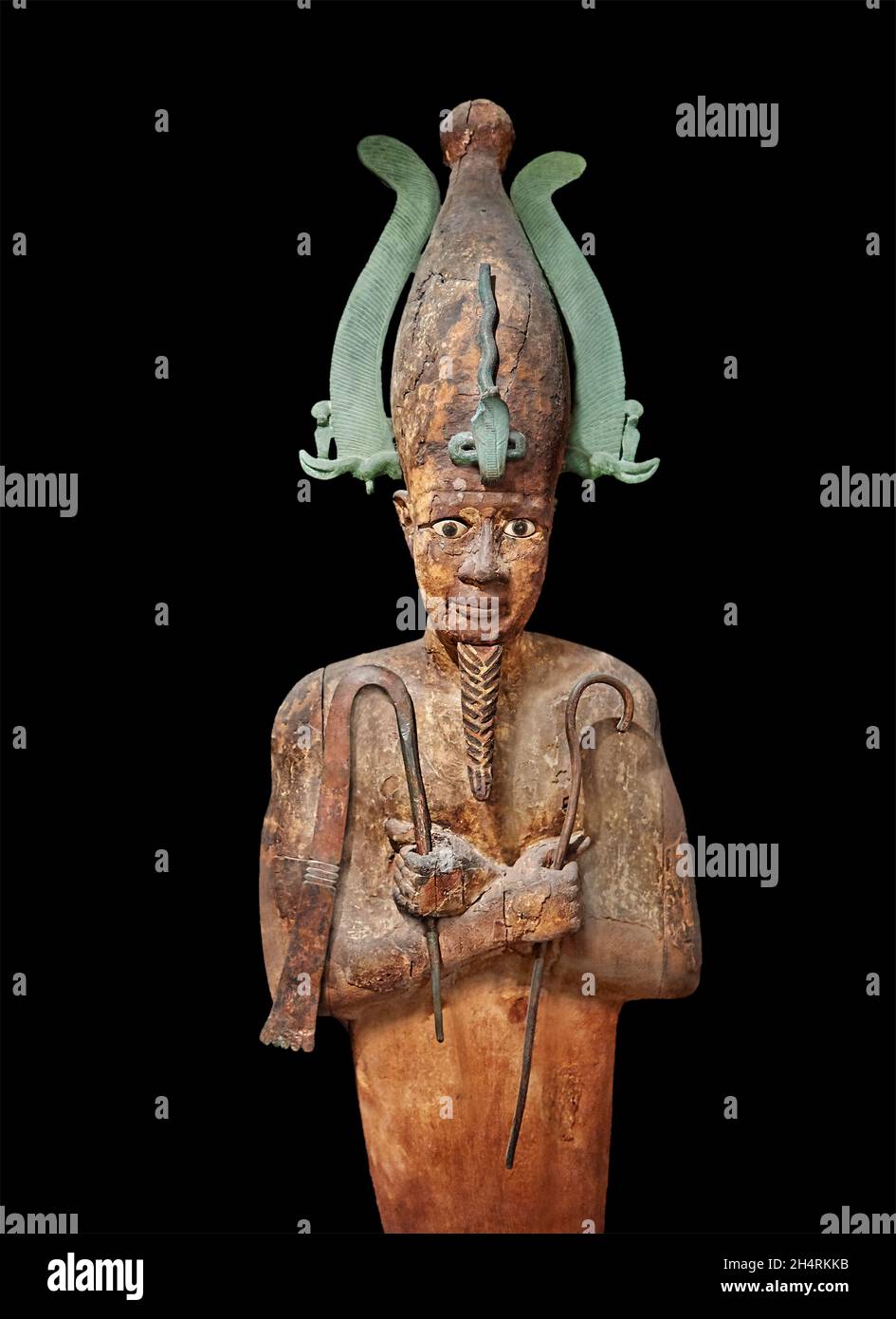 Ptolemaic wood atatue of Osiris, 332-30 BC, . Louvre Museum E115 or ...