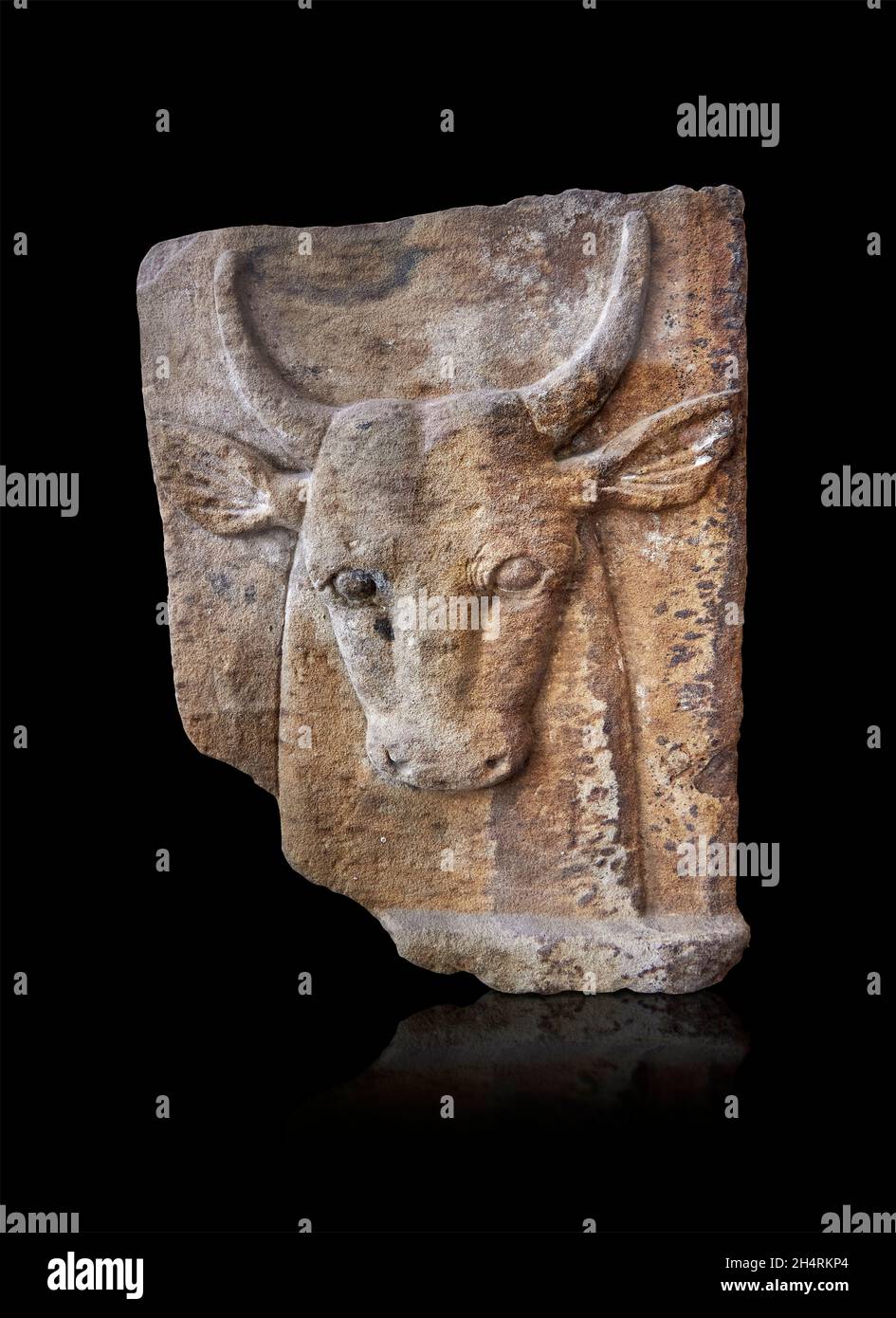 Egyptian relief panel of the bull god Boukhis, 332-395 BC, Ptolemaic ...