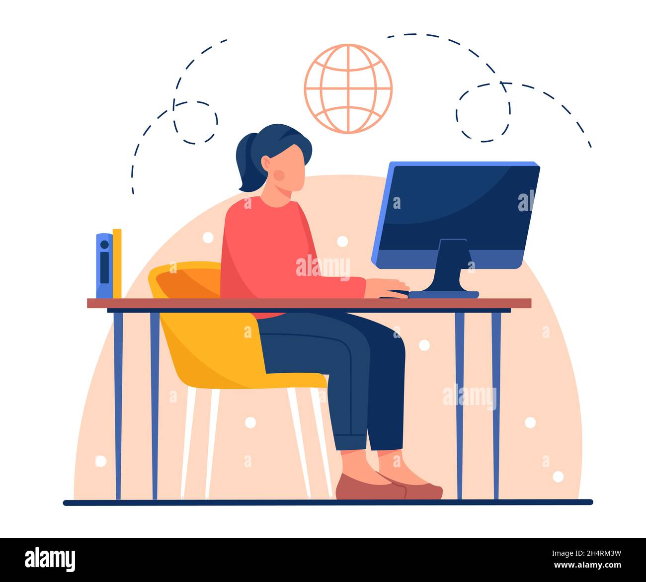 Woman sit at computer Stock Vector Image & Art - Alamy