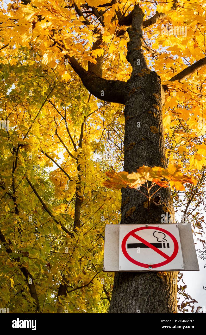 Warning sign nailed on hi-res stock photography and images - Alamy